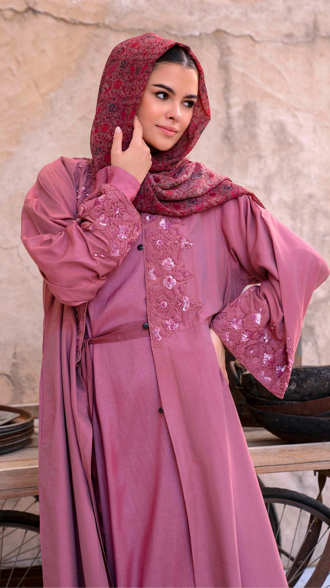 RIAD Pink Burj Embellished Jacket & Matching Slip Set – Arabian Nites ...