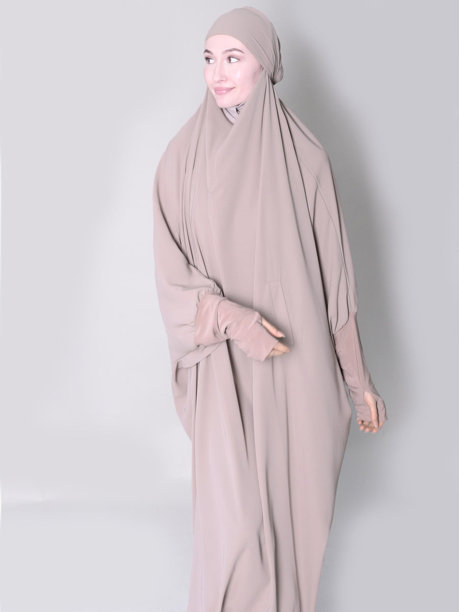 Beige Jilbab with Thumb Hole & Zip – Arabian Nites online