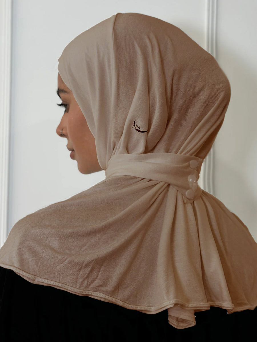 All in One Hijab Mocha Button Back – Arabian Nites online