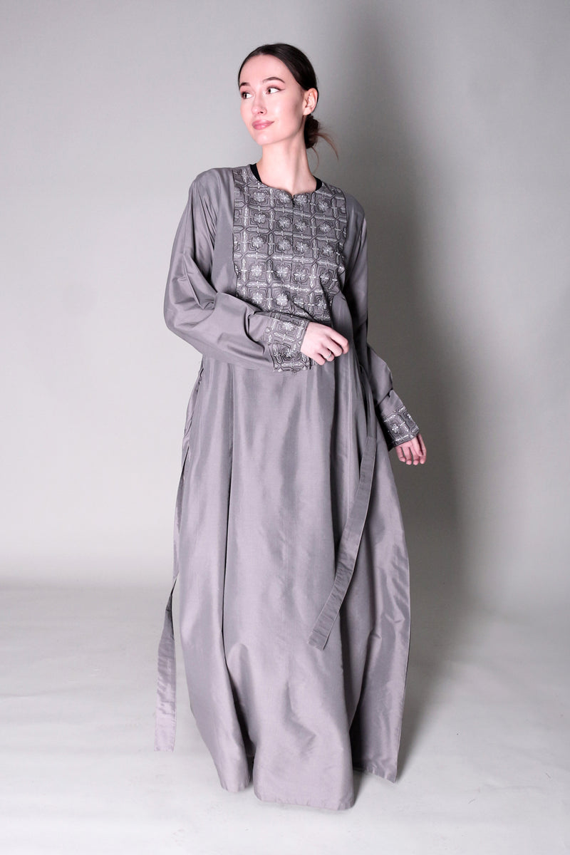 Grey Aaina Embroidery Dress – Arabian Nites online