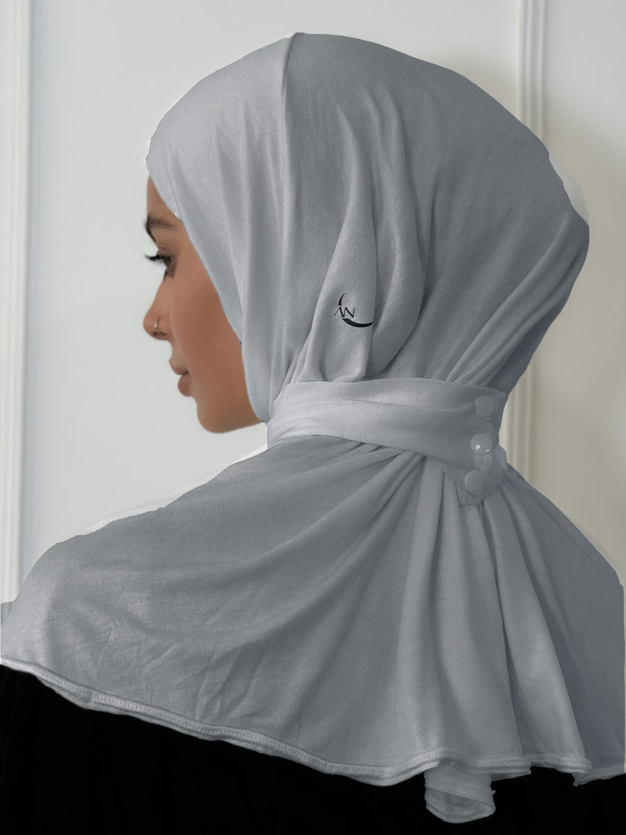 Grey Button Back All in One Hijab – Arabian Nites online