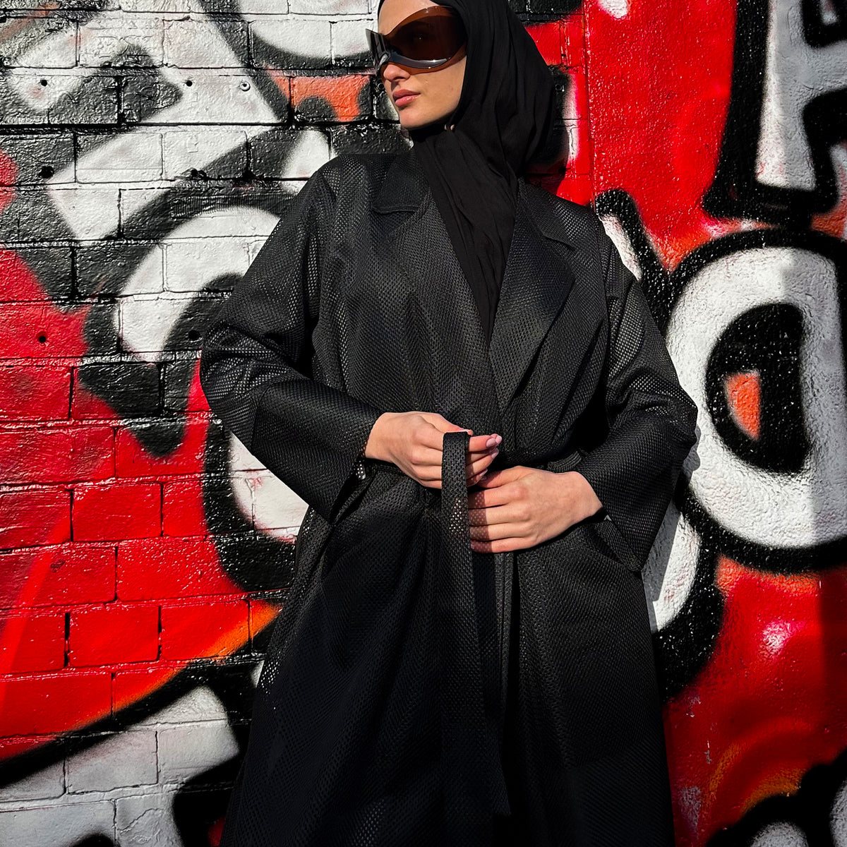 Black Net Lapel Hooded Jacket – Arabian Nites online